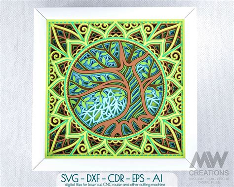 Tree Of Life SVG Tree Of Life Mandala Multi Layer Template Tree Of Life D Mandala Svg Cricut