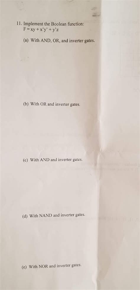 Solved 11 Implement The Boolean Function A With AND OR Chegg Com