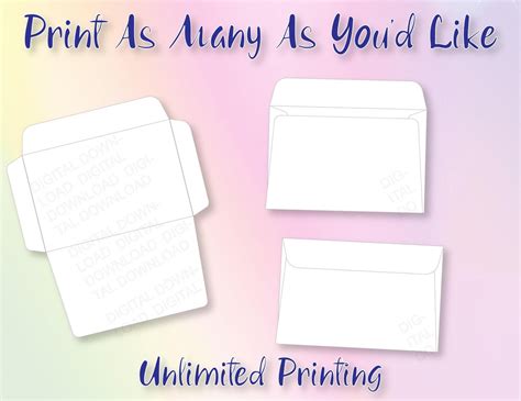 Envelope Template 4x6 Inch Envelope Printable Envelope Etsy
