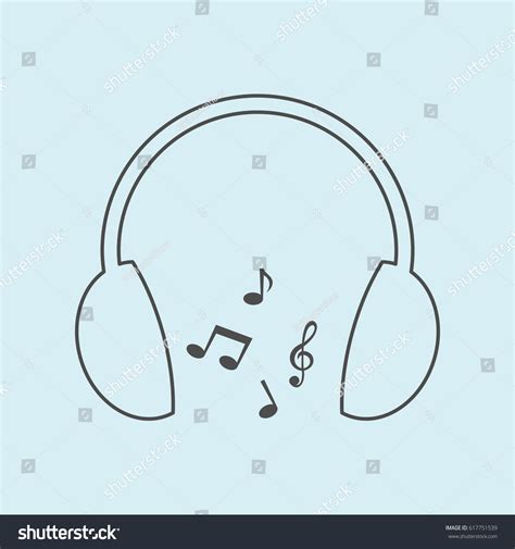 Headphones Music Notes Isolated Vector Illustration Vector De Stock