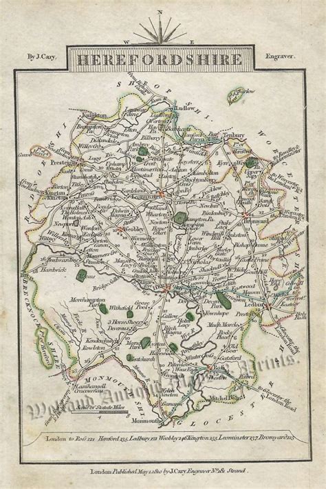 Herefordshire By J Cary C1810 Travellers Companion Welland