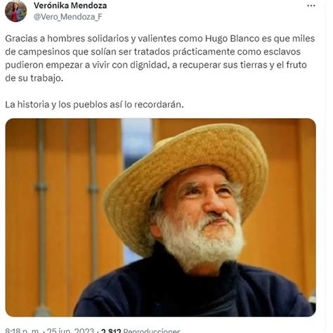 Hugo Blanco líder campesino y exdiputado murió a los 88 años en