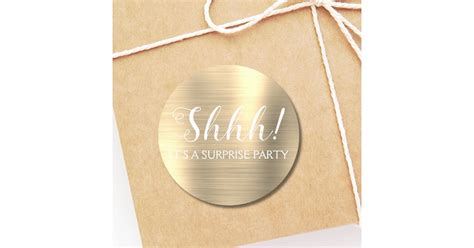 Shhh Surprise Birthday Party Gold Classic Round Sticker Zazzle