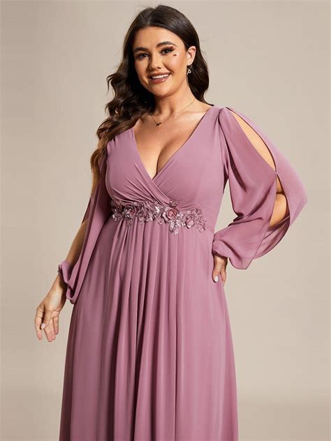 Pretty Amourstylish Plus Size Chiffon Formal Evening Dresses With Long