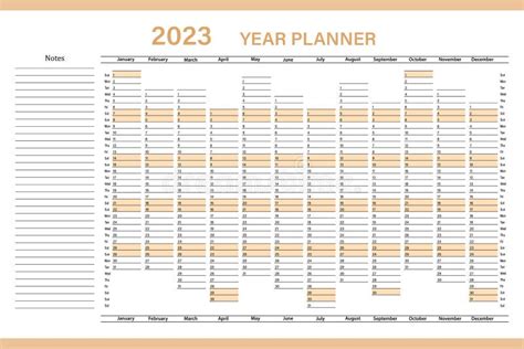 Planejador De Calendário Para 2023 Modelo De Planejador Anual Do