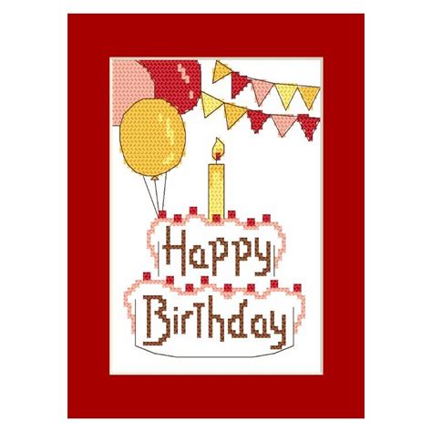 Wzór do haftu drukowany Kartka Happy Birthday Coricamo