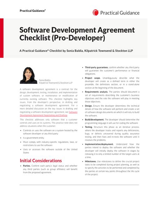 Software Development Agreement Checklist Prodeveloper Pdf Indemnity Software