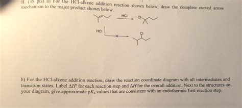 solved 35 pts a for the hcl alkene addition reaction