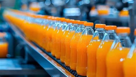 Modern Production Line For Bottling And Packaging Natural Juices And