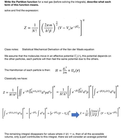 Solved Write The Partition Function For A Real Gas Before Chegg