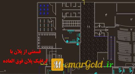 دانلود پلان فرهنگسرا پلان حرفه ای نما برش سایت پلان معمار گلد