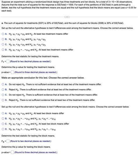 Solved Suppose An Experiment Utilizing A Randomized Block