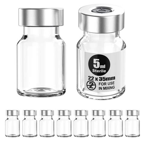Sterile Empty Vials Silver Aluminum Cap With Butyl Rubber Stopper 5ml