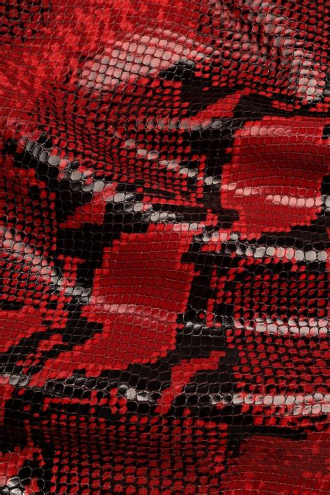 Italian Leather Python Printed Rock Effect In Shades Of Red And Black