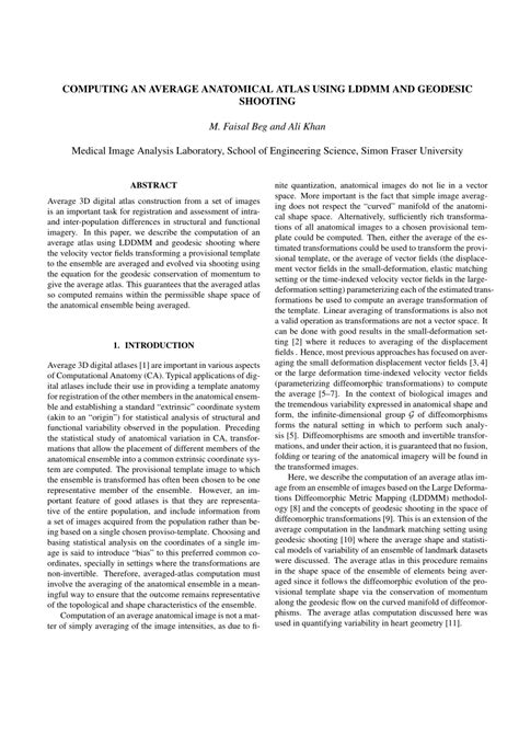 Pdf Computing An Average Anatomical Atlas Using Lddmm And Geodesic