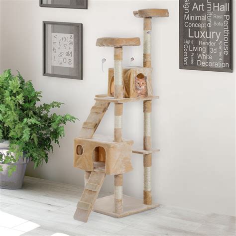 Pawhut 170cm Cat Tree Kitten Kitty Scratcher Post Climbing Tower