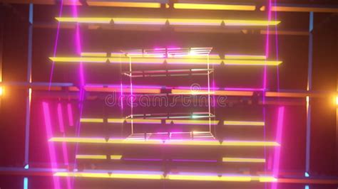 Wireframe Sci Fi Cube Stock Illustration Illustration Of Glowing