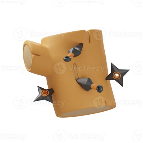 D Rendered Ninja Wood Training Illustration Png