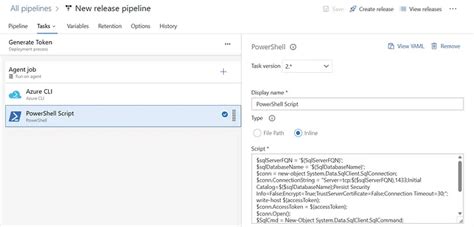 running a sql script from the azure pipeline using a service principal