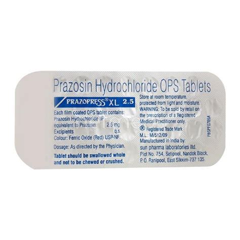 Prazosin Hydrochloride Ops Tablet At Rs 1300 Stripe In Thane Id 2850624987730