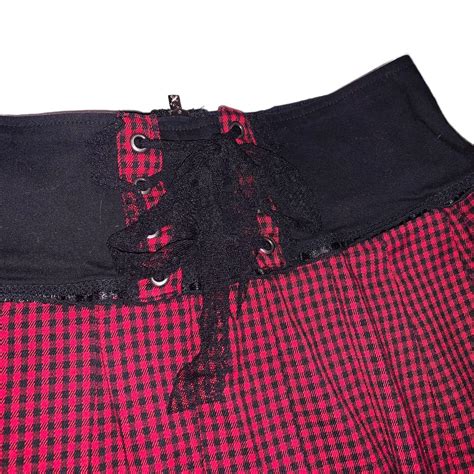 Y2k Vintage Red Pleated Goth Grunge Emo Mini Skirt Depop