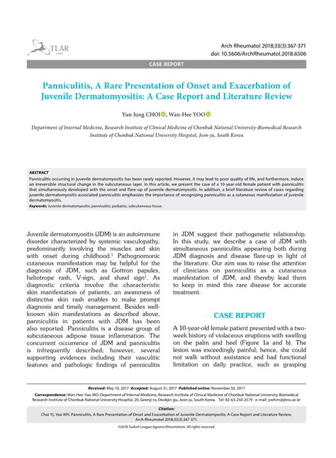 Panniculitis A Rare Presentation Of Onset And Exacerbation Of Juvenile