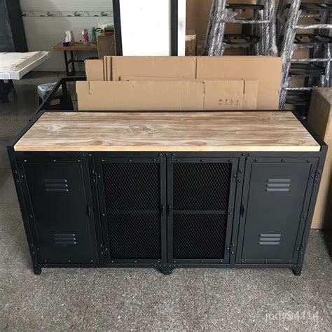 優選~免運~loft工業風餐邊櫃 鐵藝儲物櫃子 茶水臺 複古做舊餐廳備餐櫃 酒吧酒櫃 儲物櫃 收納櫃 Dsuj 蝦皮購物
