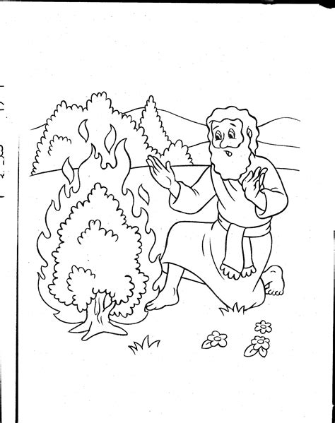 Burning Bush Coloring Page Printable Printable Moses And The Burning