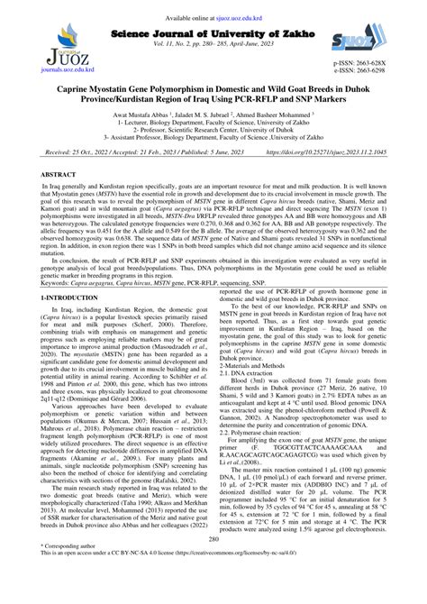 pdf caprine myostatin gene polymorphism in domestic and wild goat