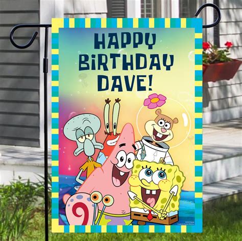 Spongebob Squarepants Group Shot Personalized Flag The Official Paramount Shop Official