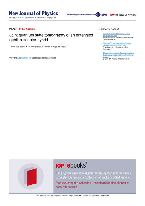 PDF Joint Quantum State Tomography Of An Entangled Qubitresonator Hybrid