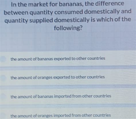 Solved In The Market For Bananas The Difference Between Quantity