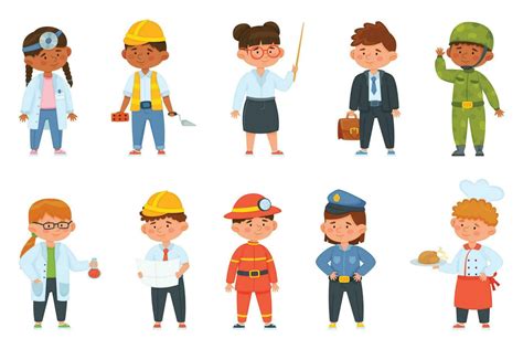dibujos animados niños de diferente profesiones niños en profesional