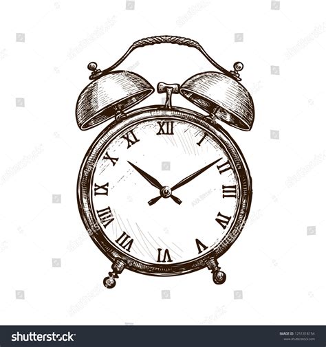Vintage Alarm Clock Time Concept Sketch Stock Vector Royalty Free