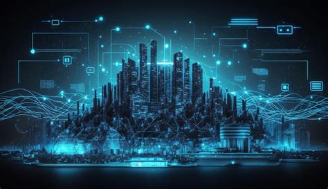Premium Ai Image Abstract Futuristic Cityscape With A Network Of