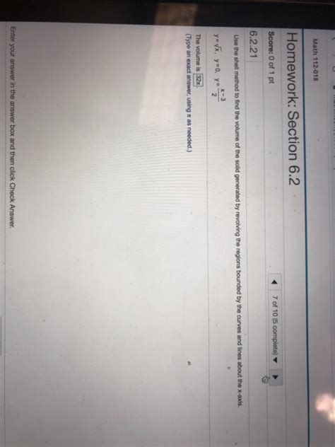 Solved Math 112 018 Homework Section 6 2 Score 0 Of 1 Pt