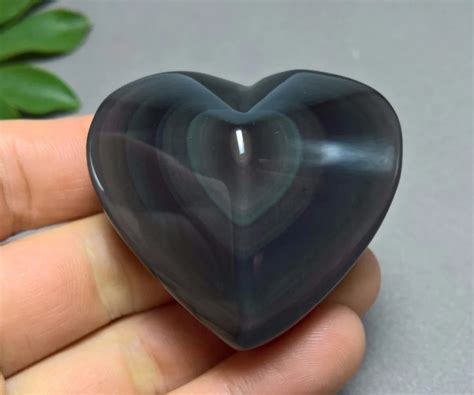 Home Décor Natural Rainbow Obsidian Heart Home Living Rocks Geodes