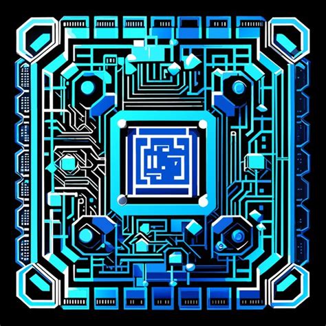 Carte De Circuit Bleu Carré Circuit Cyber Circuit Circuit Numérique