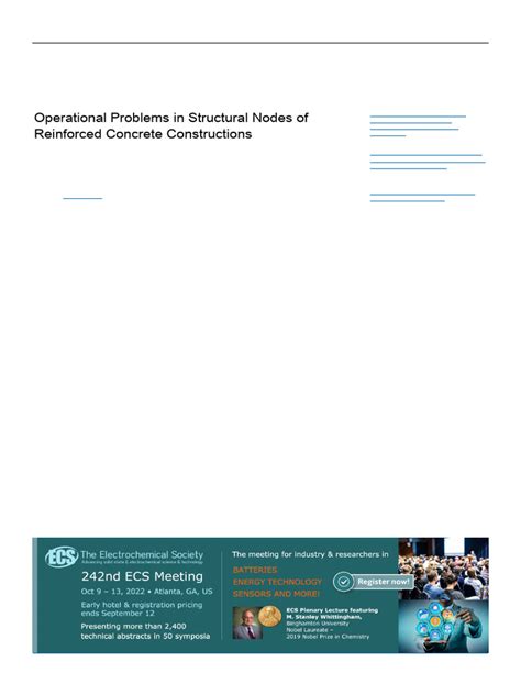 Operational Problems In Structural Nodes Of Reinforced Concrete