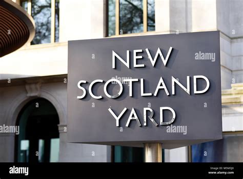 Rotating Sign Outside New Scotland Yard Police Headquarters London