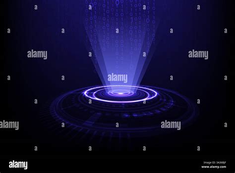 Abstract Big Data Technology Binary Code Wall Random Blue Digits