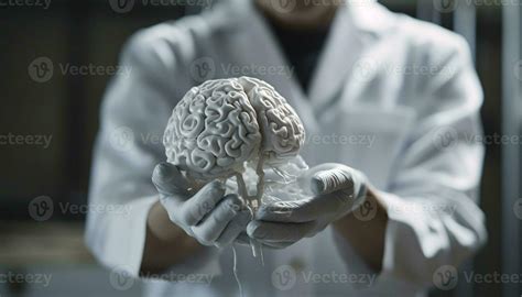 Scientist Holding Brain Focusing On Anatomy For Scientific Experiment