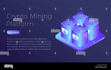Crypto Mining Isometric Illustration Of Cryptocurrency Bitcoin Mining