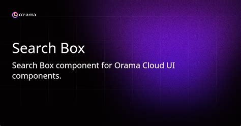 Search Box Orama Docs