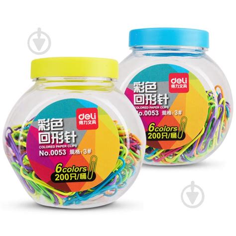 ᐉ Скріпки 0053 мiкс круглі кольорові 200шт Deli • Краща ціна в Києві Україні • Купити в Епіцентр