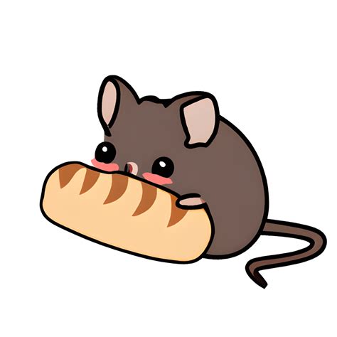 Kawaii Chibi Rat Eating Bread · Creative Fabrica