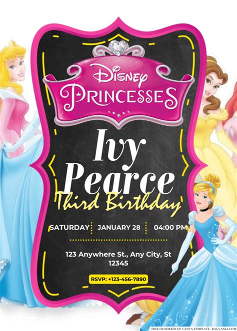 Easily Edit Pdf Invitation Disney Princess Birthday Invitation
