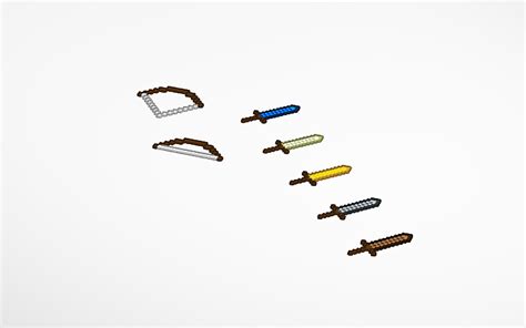 3d Design Minecraft Weapon Set Tinkercad