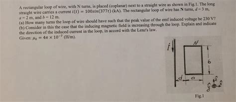 Solved A Rectangular Loop Of Wire With N Turns Is Placed Chegg