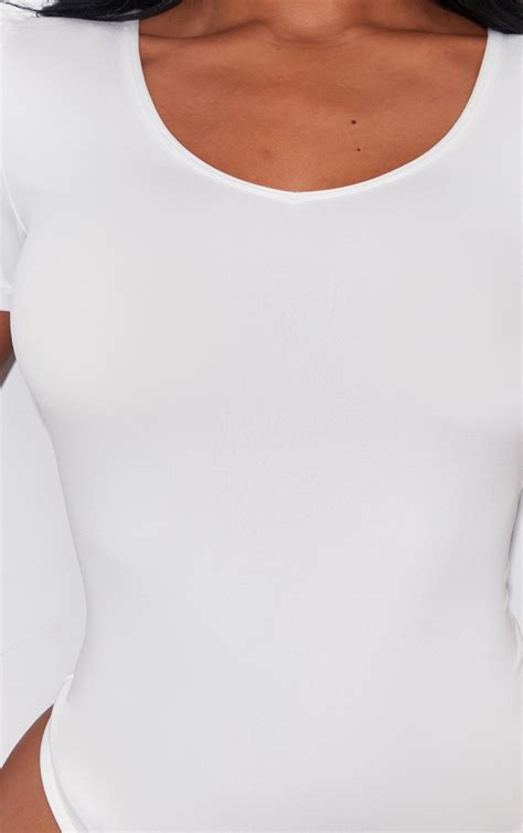 Shape White Sculpted V Neck Short Sleeve Bodysuit Shape